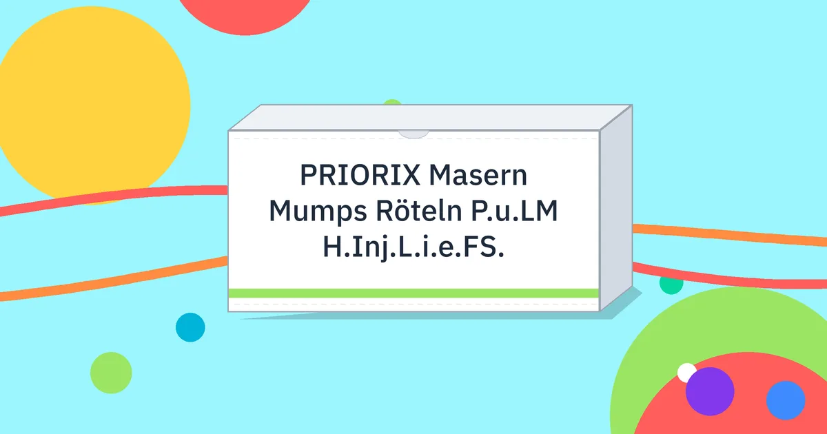 Symbolbild: Packung mit der Aufschrift PRIORIX Masern Mumps Röteln P.u.LM H.Inj.L.i.e.FS. (PZN 12585098) – Verfügbarkeit und Bezug in Apotheken in Frankfurt am Main