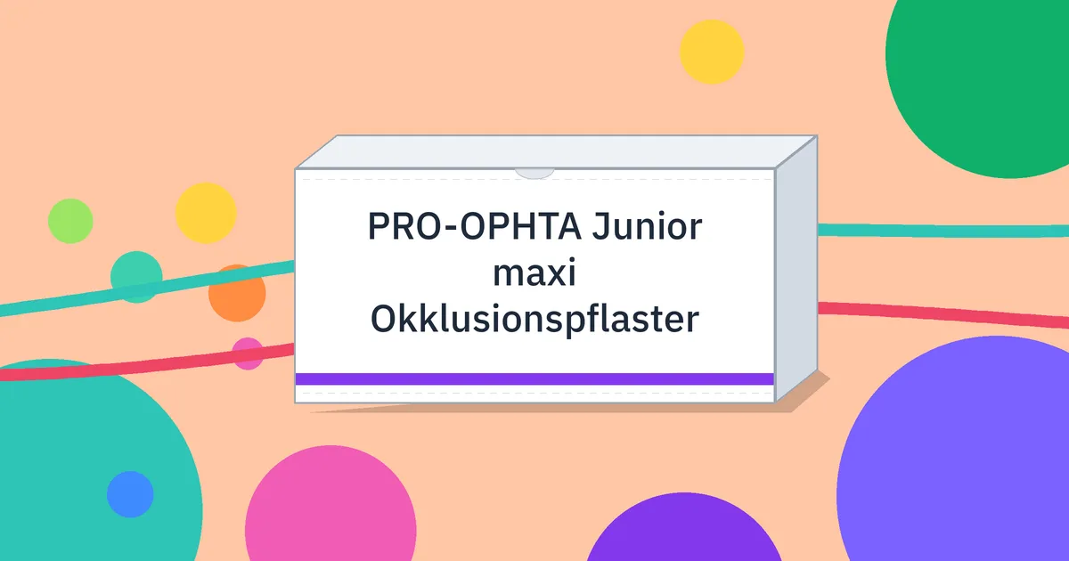Symbolbild: Packung mit der Aufschrift PRO-OPHTA Junior maxi Okklusionspflaster (PZN 19813964) – Verfügbarkeit und Bezug in Apotheken in Frankfurt am Main