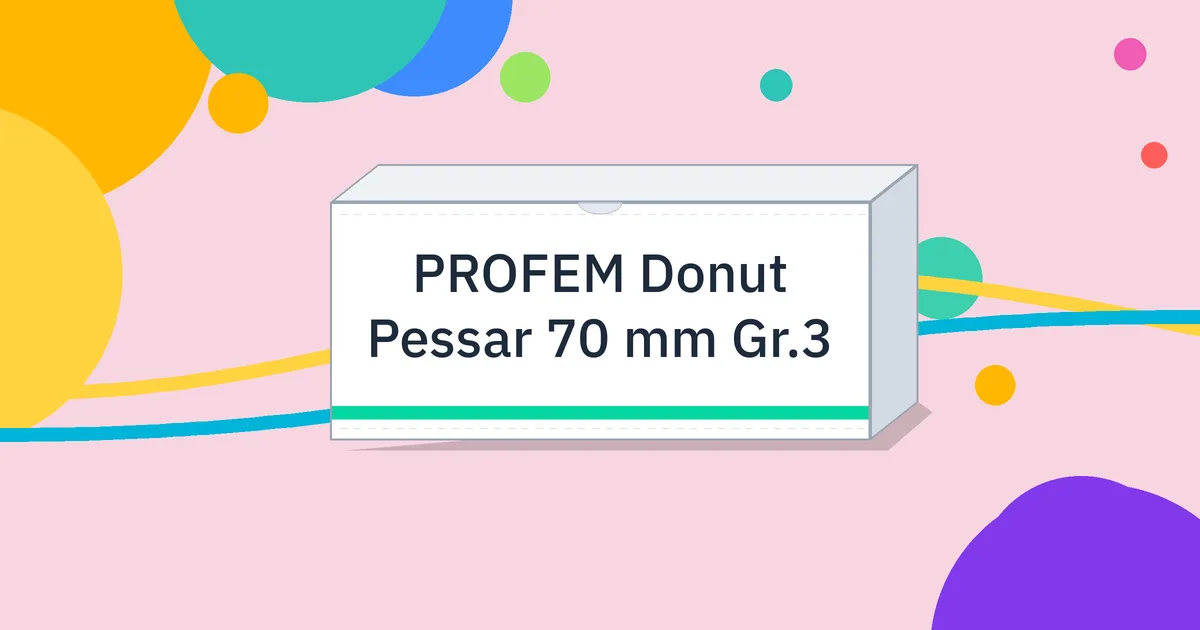 Symbolbild: Packung mit der Aufschrift PROFEM Donut Pessar 70 mm Gr.3 (PZN 11671252) – Verfügbarkeit und Bezug in Apotheken in Frankfurt am Main