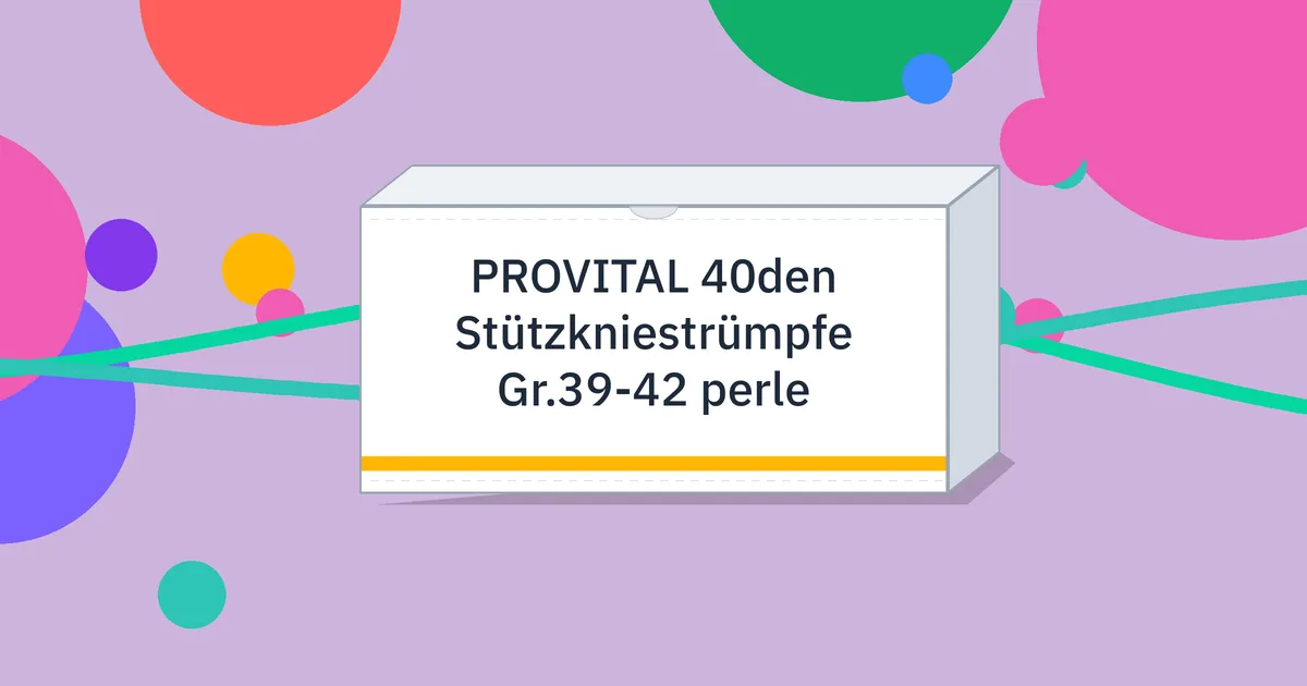 Symbolbild: Packung mit der Aufschrift PROVITAL 40den Stützkniestrümpfe Gr.39-42 perle (PZN 09519726) – Verfügbarkeit und Bezug in Apotheken in Frankfurt am Main