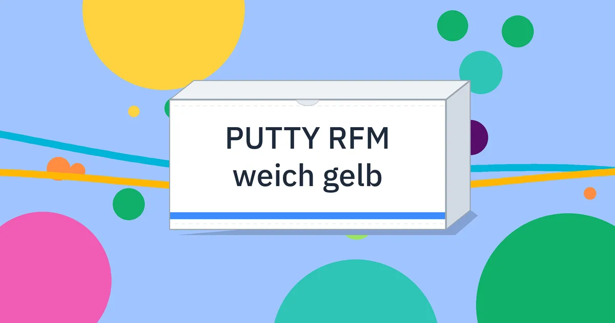 Symbolbild: Packung mit der Aufschrift PUTTY RFM weich gelb (PZN 18817919) – Verfügbarkeit und Bezug in Apotheken in Frankfurt am Main
