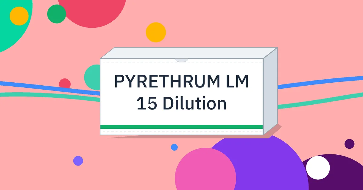 Symbolbild: Packung mit der Aufschrift PYRETHRUM LM 15 Dilution (PZN 13671813) – Verfügbarkeit und Bezug in Apotheken in Frankfurt am Main
