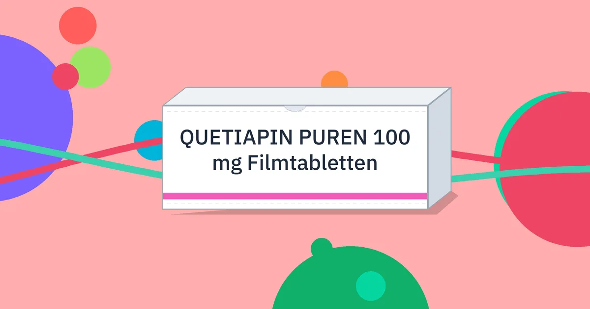 Symbolbild: Packung mit der Aufschrift QUETIAPIN PUREN 100 mg Filmtabletten (PZN 11357538) – Verfügbarkeit und Bezug in Apotheken in Frankfurt am Main