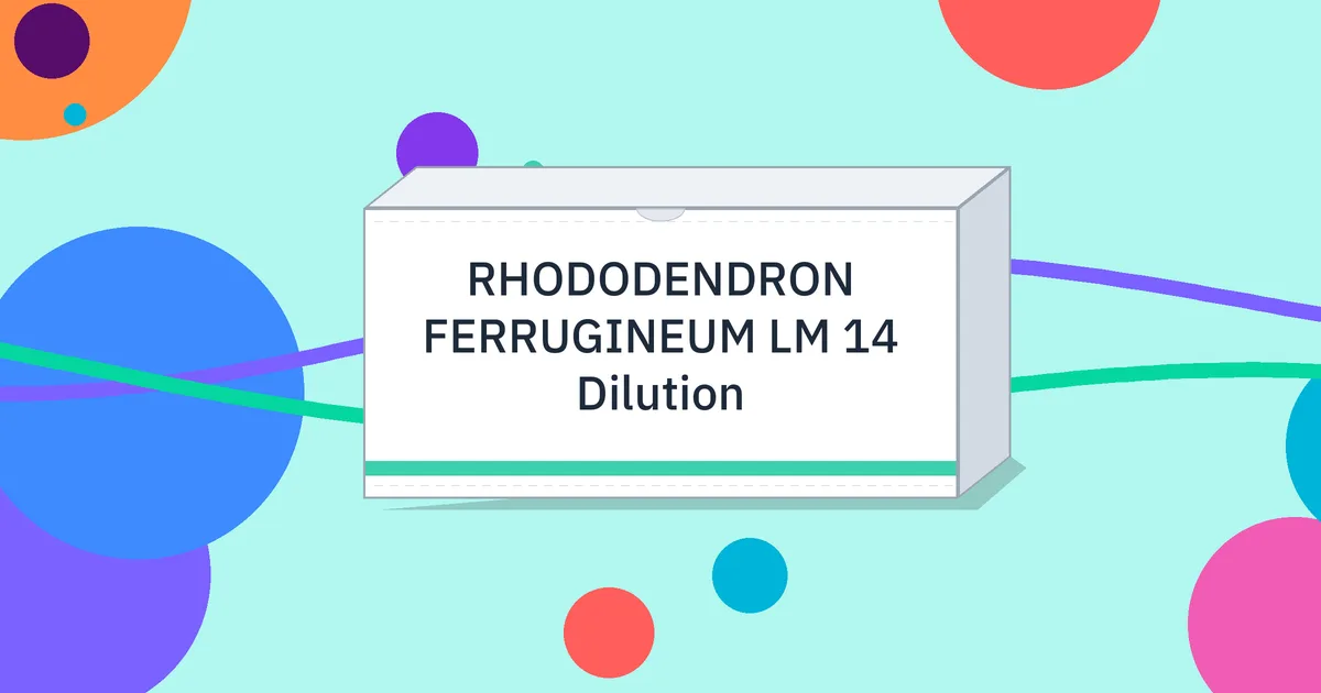 Symbolbild: Packung mit der Aufschrift RHODODENDRON FERRUGINEUM LM 14 Dilution (PZN 13051335) – Verfügbarkeit und Bezug in Apotheken in Frankfurt am Main