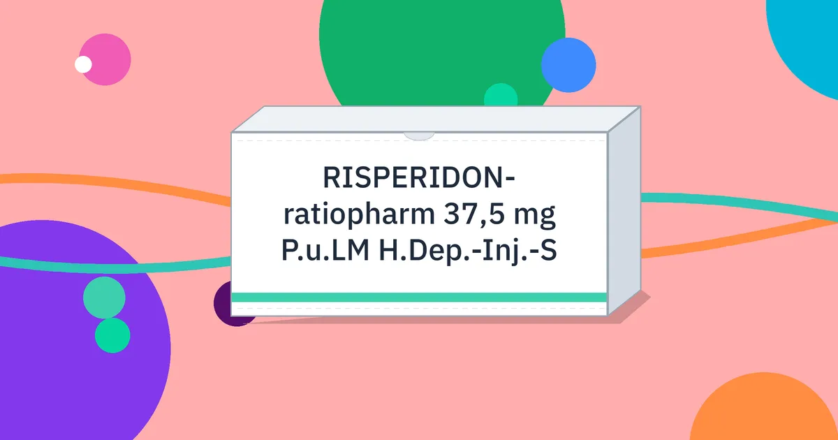 Symbolbild: Packung mit der Aufschrift RISPERIDON-ratiopharm 37,5 mg P.u.LM H.Dep.-Inj.-S (PZN 20574890) – Verfügbarkeit und Bezug in Apotheken in Frankfurt am Main
