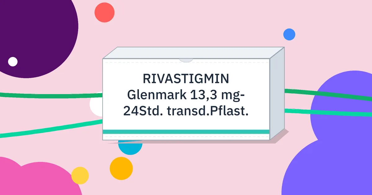 Symbolbild: Packung mit der Aufschrift RIVASTIGMIN Glenmark 13,3 mg-24Std. transd.Pflast. (PZN 12353531) – Verfügbarkeit und Bezug in Apotheken in Frankfurt am Main