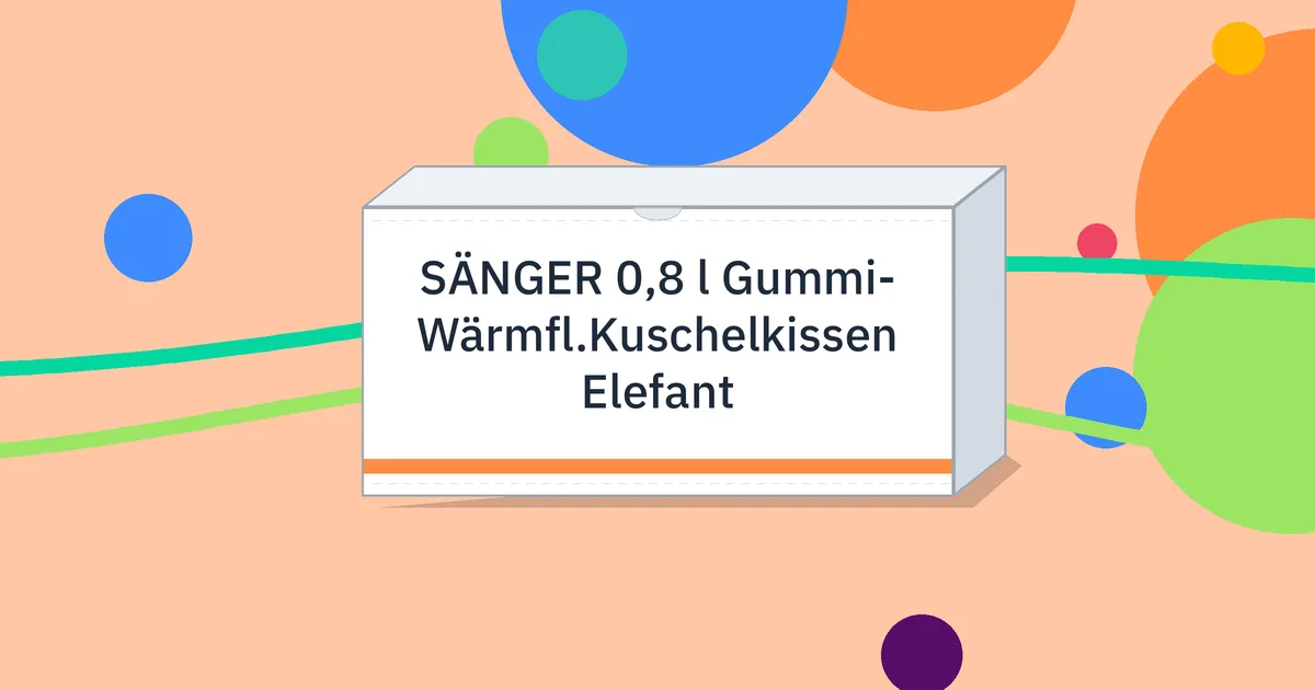 Symbolbild: Packung mit der Aufschrift SÄNGER 0,8 l Gummi-Wärmfl.Kuschelkissen Elefant (PZN 04115846) – Verfügbarkeit und Bezug in Apotheken in Frankfurt am Main