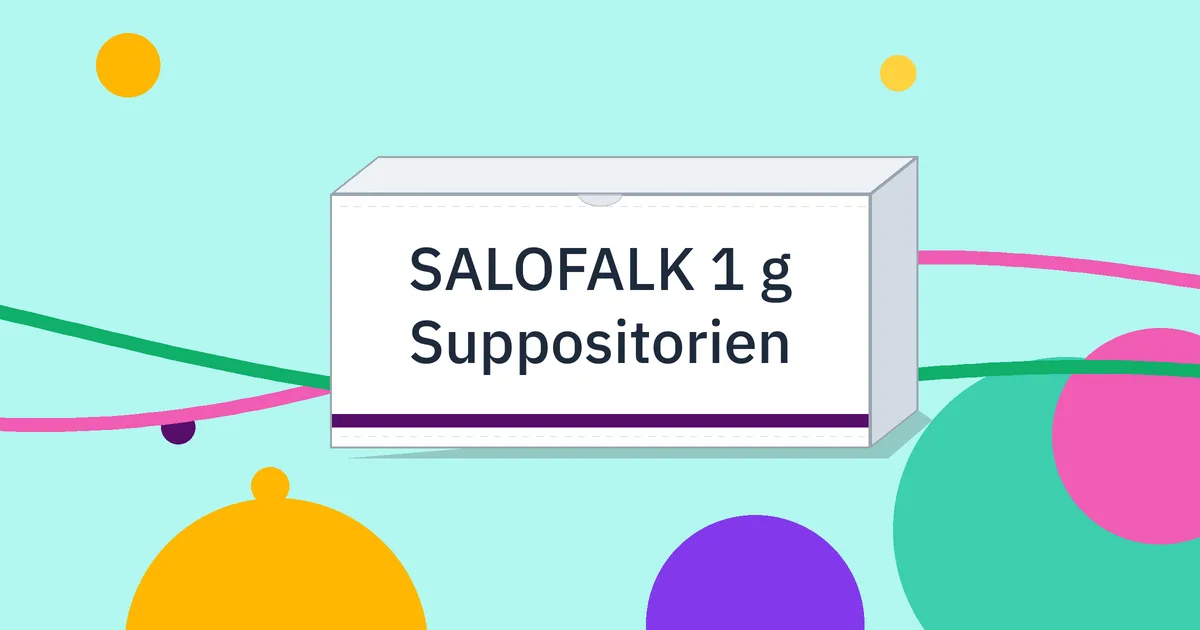 Symbolbild: Packung mit der Aufschrift SALOFALK 1 g Suppositorien (PZN 15875282) – Verfügbarkeit und Bezug in Apotheken in Frankfurt am Main