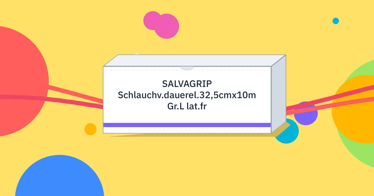 Symbolbild: Packung mit der Aufschrift SALVAGRIP Schlauchv.dauerel.32,5cmx10m Gr.L lat.fr (PZN 16744323) – Verfügbarkeit und Bezug in Apotheken in Frankfurt am Main
