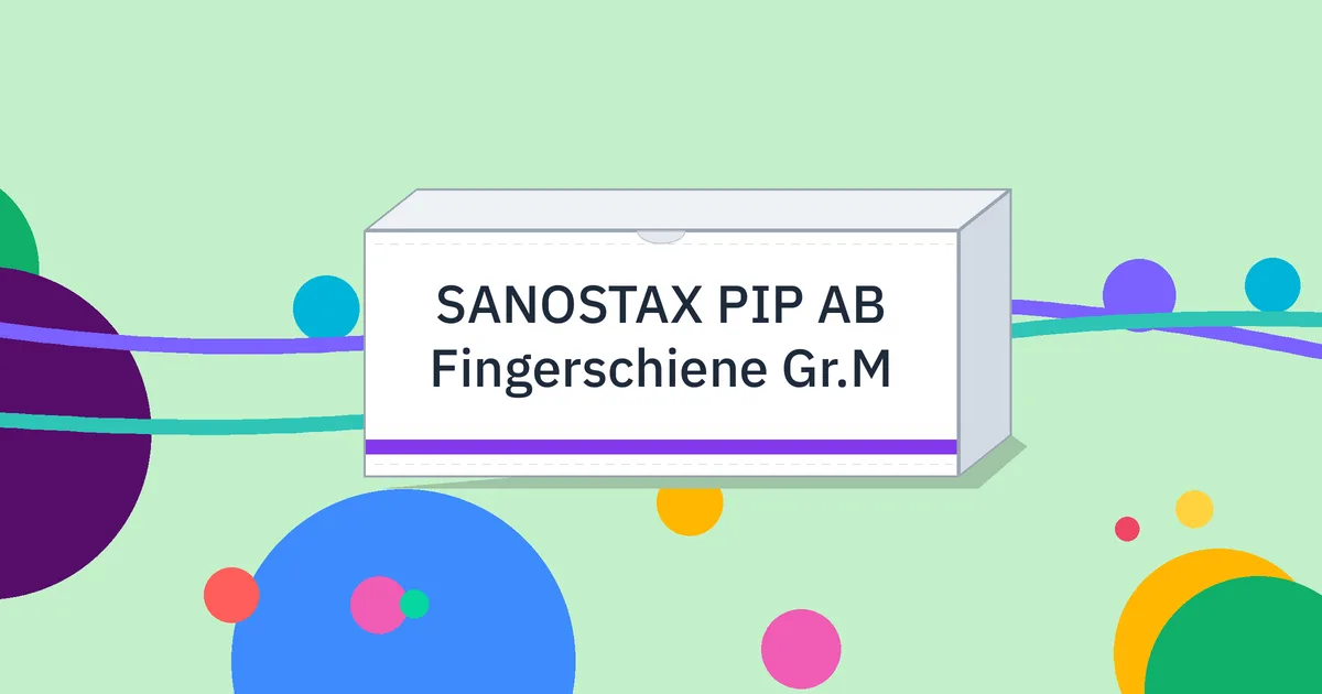 Symbolbild: Packung mit der Aufschrift SANOSTAX PIP AB Fingerschiene Gr.M (PZN 10196984) – Verfügbarkeit und Bezug in Apotheken in Frankfurt am Main