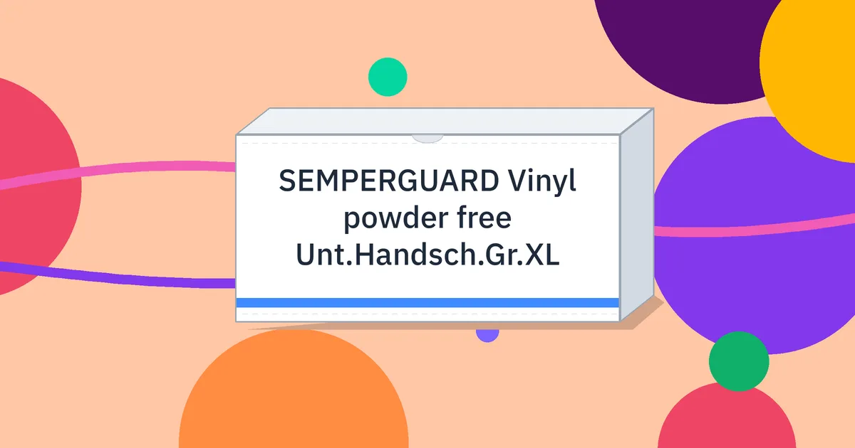 Symbolbild: Packung mit der Aufschrift SEMPERGUARD Vinyl powder free Unt.Handsch.Gr.XL (PZN 12365445) – Verfügbarkeit und Bezug in Apotheken in Frankfurt am Main