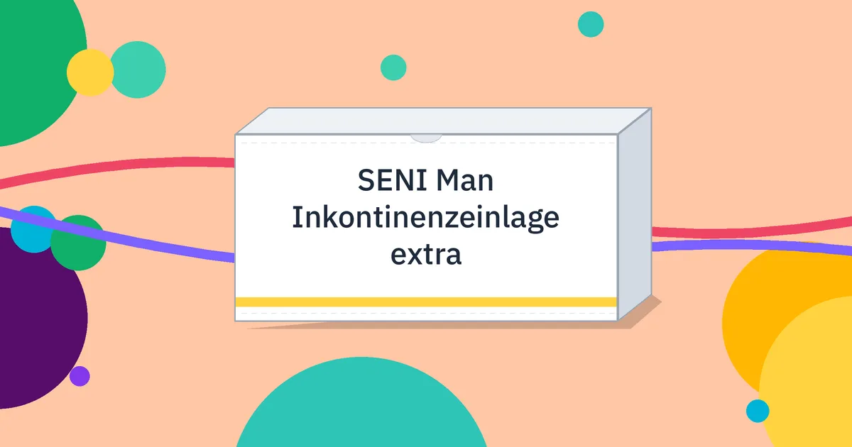 Symbolbild: Packung mit der Aufschrift SENI Man Inkontinenzeinlage extra (PZN 15404453) – Verfügbarkeit und Bezug in Apotheken in Frankfurt am Main