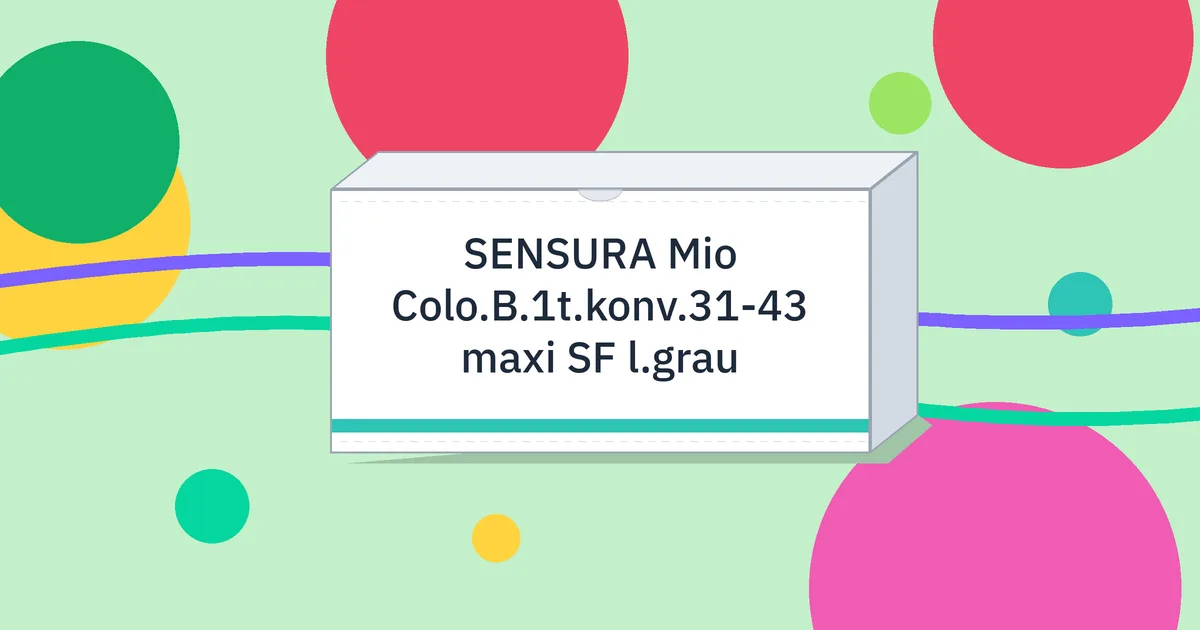 Symbolbild: Packung mit der Aufschrift SENSURA Mio Colo.B.1t.konv.31-43 maxi SF l.grau (PZN 11098999) – Verfügbarkeit und Bezug in Apotheken in Frankfurt am Main