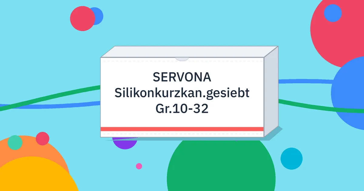 Symbolbild: Packung mit der Aufschrift SERVONA Silikonkurzkan.gesiebt Gr.10-32 (PZN 04054211) – Verfügbarkeit und Bezug in Apotheken in Frankfurt am Main