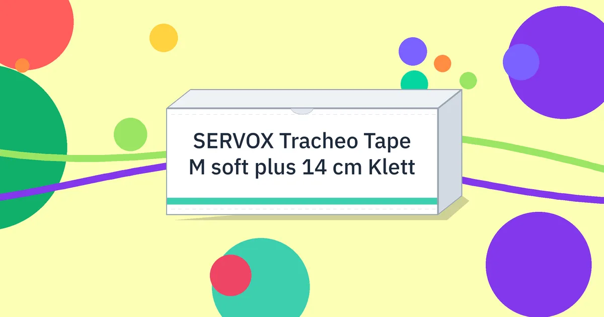 Symbolbild: Packung mit der Aufschrift SERVOX Tracheo Tape M soft plus 14 cm Klett (PZN 11600128) – Verfügbarkeit und Bezug in Apotheken in Frankfurt am Main