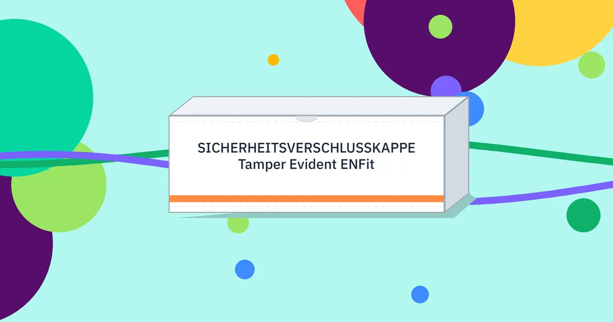 Symbolbild: Packung mit der Aufschrift SICHERHEITSVERSCHLUSSKAPPE Tamper Evident ENFit (PZN 14408265) – Verfügbarkeit und Bezug in Apotheken in Frankfurt am Main