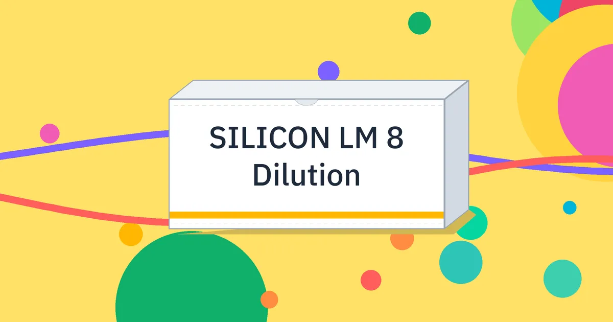 Symbolbild: Packung mit der Aufschrift SILICON LM 8 Dilution (PZN 13678034) – Verfügbarkeit und Bezug in Apotheken in Frankfurt am Main