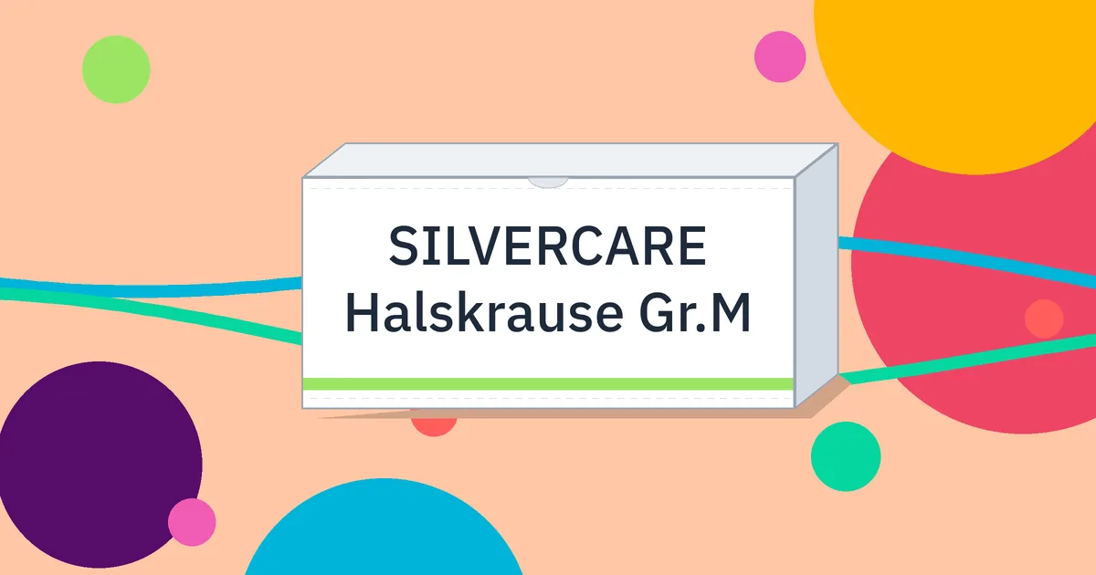 Symbolbild: Packung mit der Aufschrift SILVERCARE Halskrause Gr.M (PZN 06716337) – Verfügbarkeit und Bezug in Apotheken in Frankfurt am Main