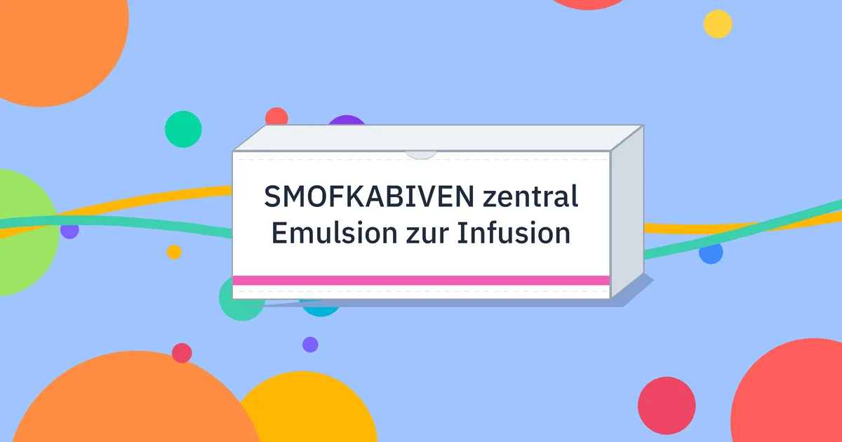 Symbolbild: Packung mit der Aufschrift SMOFKABIVEN zentral Emulsion zur Infusion (PZN 05138039) – Verfügbarkeit und Bezug in Apotheken in Frankfurt am Main