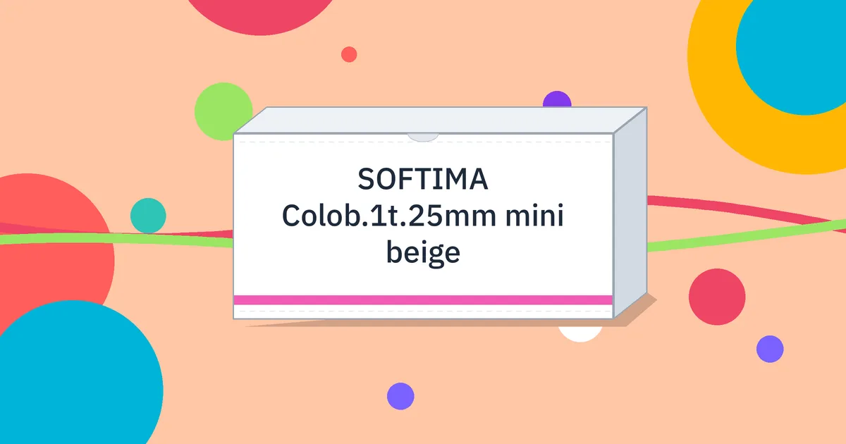 Symbolbild: Packung mit der Aufschrift SOFTIMA Colob.1t.25mm mini beige (PZN 00716974) – Verfügbarkeit und Bezug in Apotheken in Frankfurt am Main