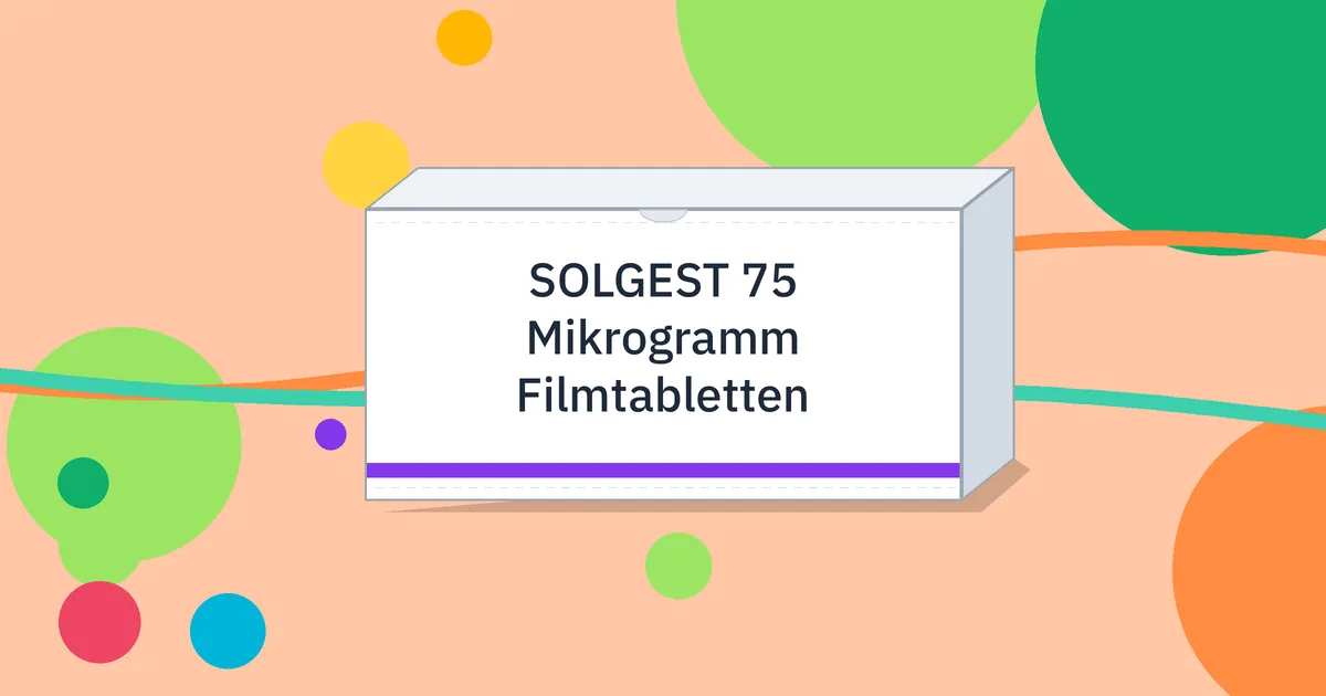 Symbolbild: Packung mit der Aufschrift SOLGEST 75 Mikrogramm Filmtabletten (PZN 08557914) – Verfügbarkeit und Bezug in Apotheken in Frankfurt am Main