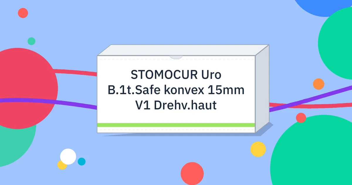 Symbolbild: Packung mit der Aufschrift STOMOCUR Uro B.1t.Safe konvex 15mm V1 Drehv.haut (PZN 17757084) – Verfügbarkeit und Bezug in Apotheken in Frankfurt am Main