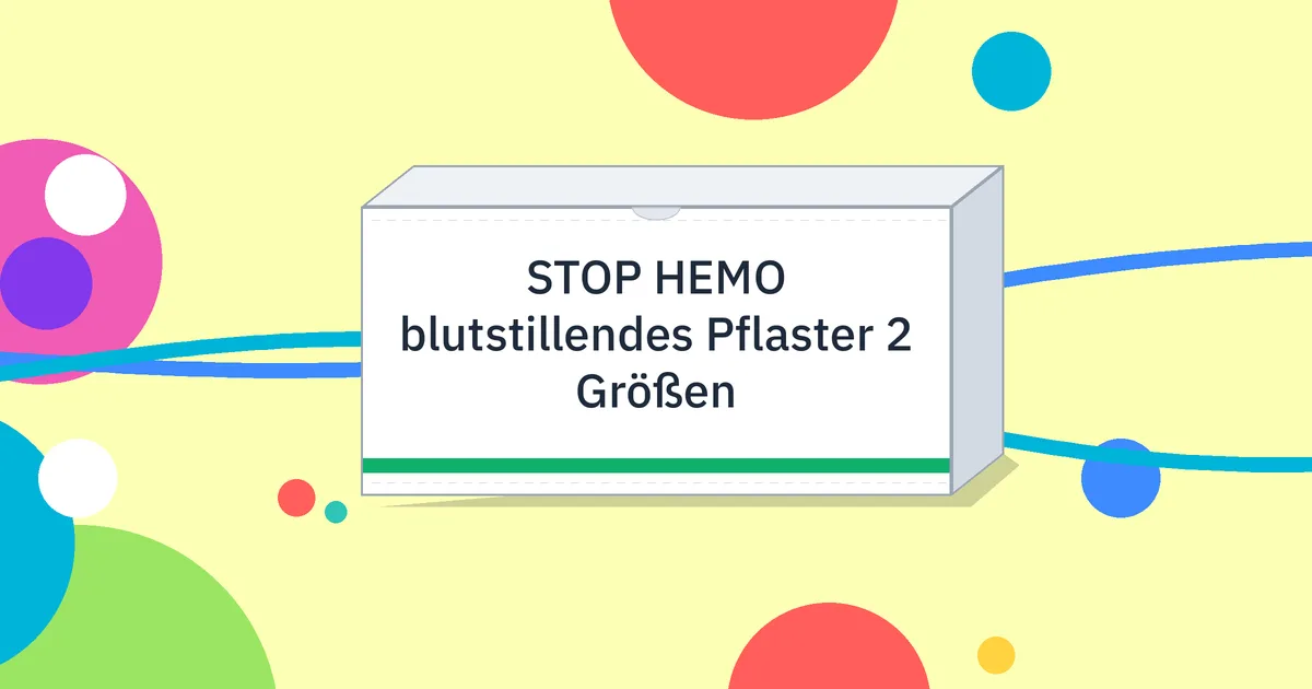 Symbolbild: Packung mit der Aufschrift STOP HEMO blutstillendes Pflaster 2 Größen (PZN 20867994) – Verfügbarkeit und Bezug in Apotheken in Frankfurt am Main