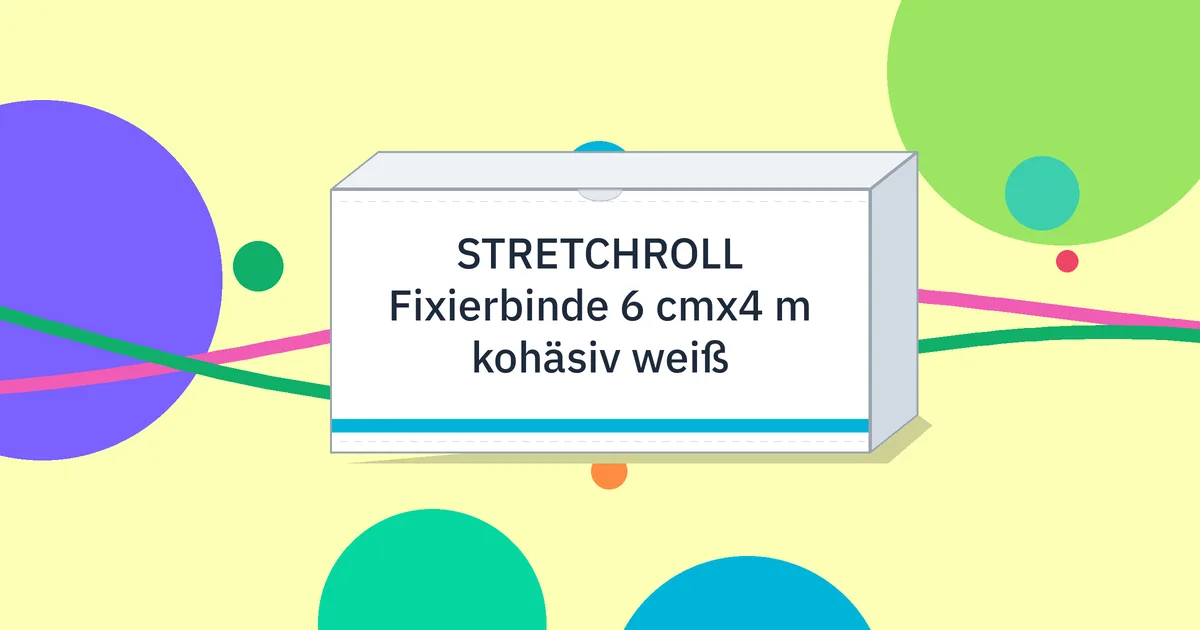 Symbolbild: Packung mit der Aufschrift STRETCHROLL Fixierbinde 6 cmx4 m kohäsiv weiß (PZN 05549191) – Verfügbarkeit und Bezug in Apotheken in Frankfurt am Main