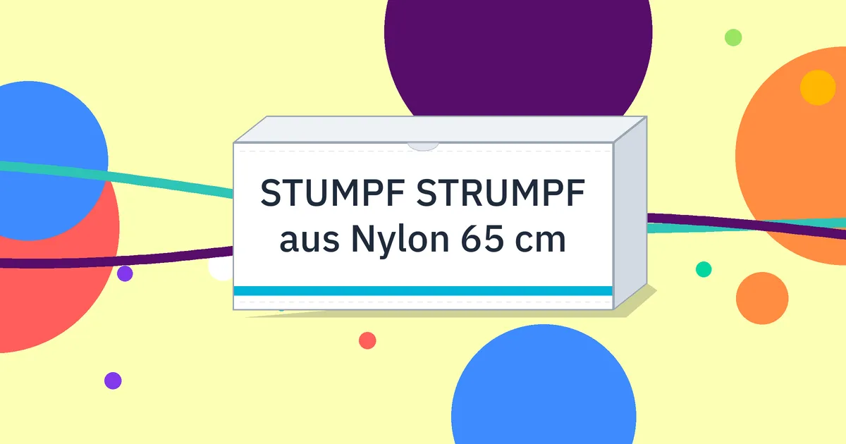 Symbolbild: Packung mit der Aufschrift STUMPF STRUMPF aus Nylon 65 cm (PZN 04865174) – Verfügbarkeit und Bezug in Apotheken in Frankfurt am Main