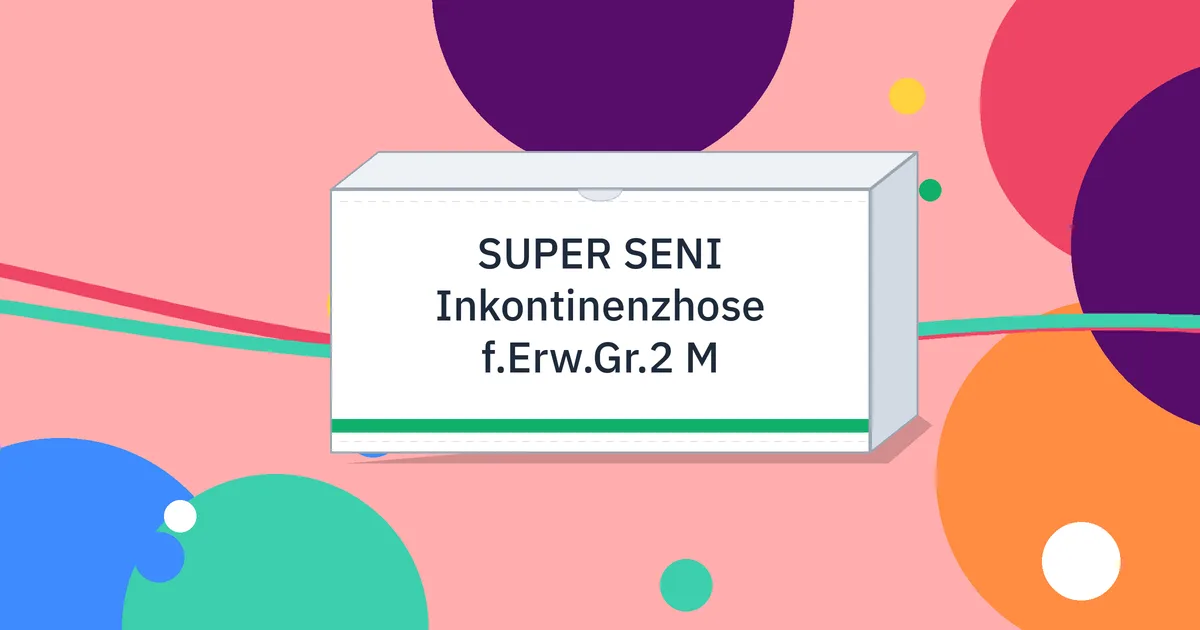 Symbolbild: Packung mit der Aufschrift SUPER SENI Inkontinenzhose f.Erw.Gr.2 M (PZN 18011530) – Verfügbarkeit und Bezug in Apotheken in Frankfurt am Main