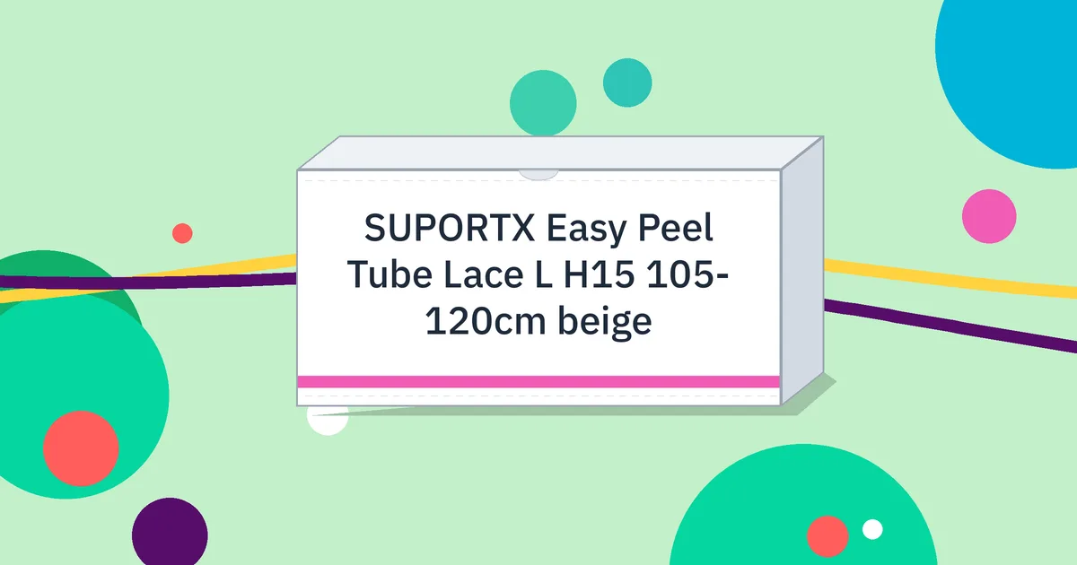 Symbolbild: Packung mit der Aufschrift SUPORTX Easy Peel Tube Lace L H15 105-120cm beige (PZN 09486872) – Verfügbarkeit und Bezug in Apotheken in Frankfurt am Main