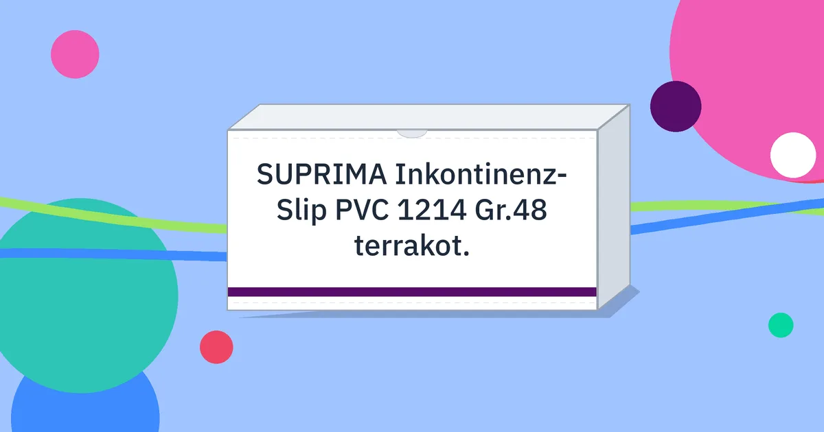Symbolbild: Packung mit der Aufschrift SUPRIMA Inkontinenz-Slip PVC 1214 Gr.48 terrakot. (PZN 01459031) – Verfügbarkeit und Bezug in Apotheken in Frankfurt am Main