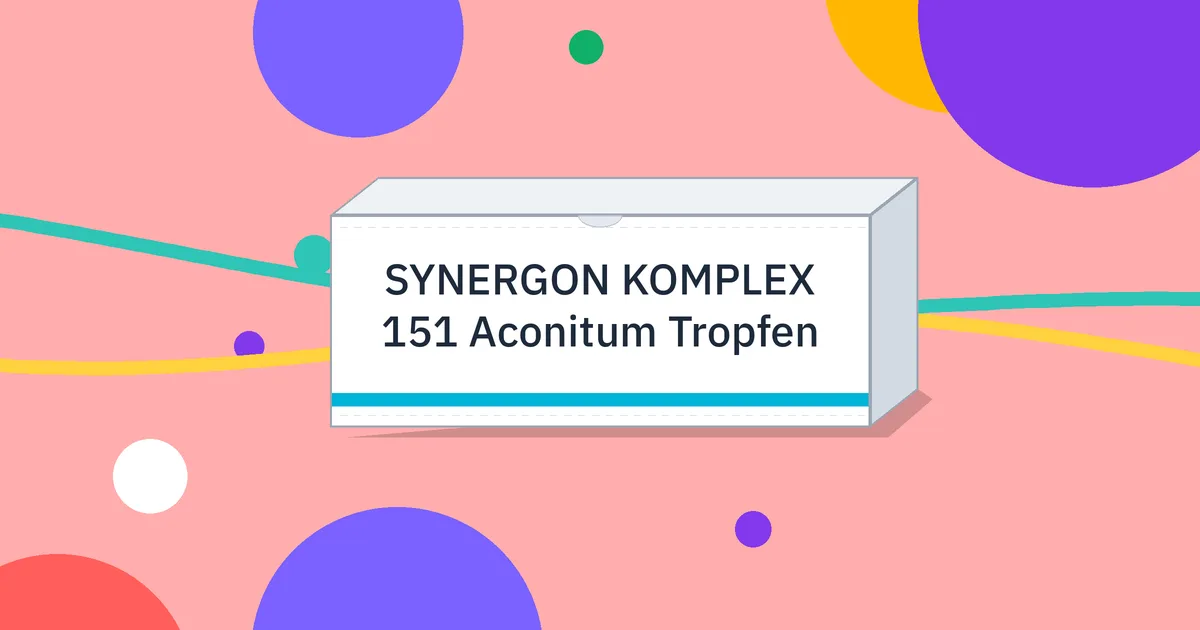 Symbolbild: Packung mit der Aufschrift SYNERGON KOMPLEX 151 Aconitum Tropfen (PZN 03467230) – Verfügbarkeit und Bezug in Apotheken in Frankfurt am Main