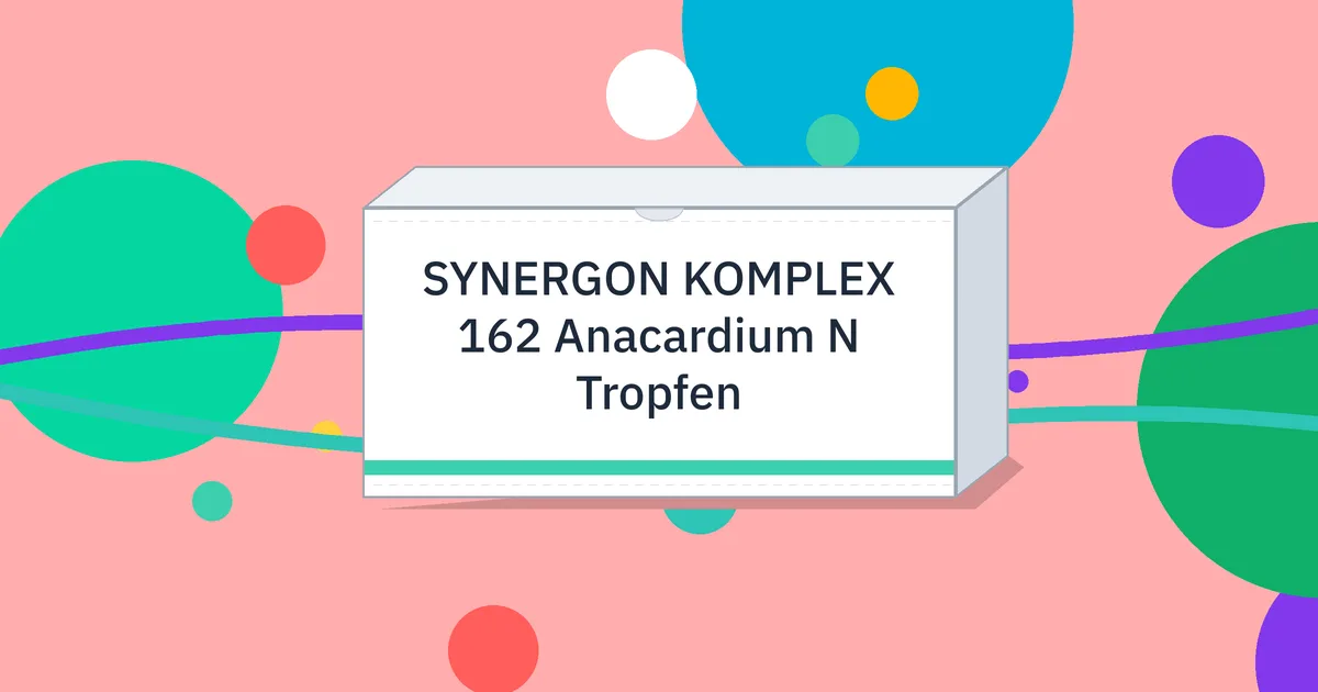 Symbolbild: Packung mit der Aufschrift SYNERGON KOMPLEX 162 Anacardium N Tropfen (PZN 03635874) – Verfügbarkeit und Bezug in Apotheken in Frankfurt am Main