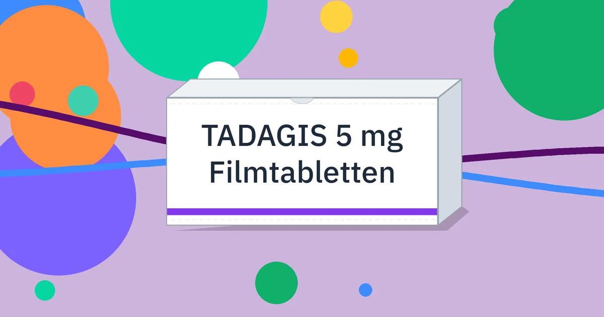 Symbolbild: Packung mit der Aufschrift TADAGIS 5 mg Filmtabletten (PZN 16203691) – Verfügbarkeit und Bezug in Apotheken in Frankfurt am Main