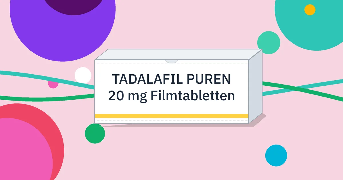 Symbolbild: Packung mit der Aufschrift TADALAFIL PUREN 20 mg Filmtabletten (PZN 12501871) – Verfügbarkeit und Bezug in Apotheken in Frankfurt am Main