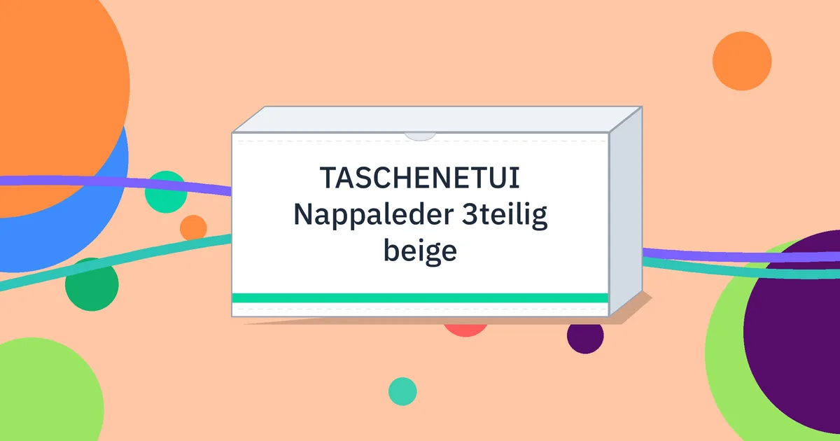 Symbolbild: Packung mit der Aufschrift TASCHENETUI Nappaleder 3teilig beige (PZN 18107000) – Verfügbarkeit und Bezug in Apotheken in Frankfurt am Main