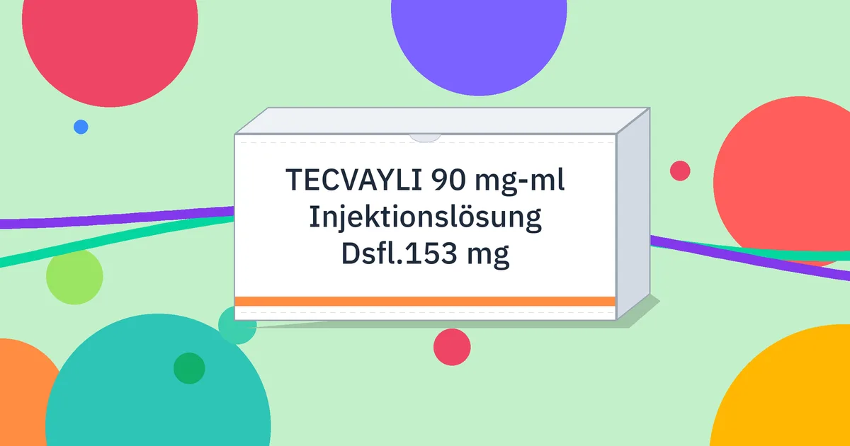Symbolbild: Packung mit der Aufschrift TECVAYLI 90 mg-ml Injektionslösung Dsfl.153 mg (PZN 18093752) – Verfügbarkeit und Bezug in Apotheken in Frankfurt am Main