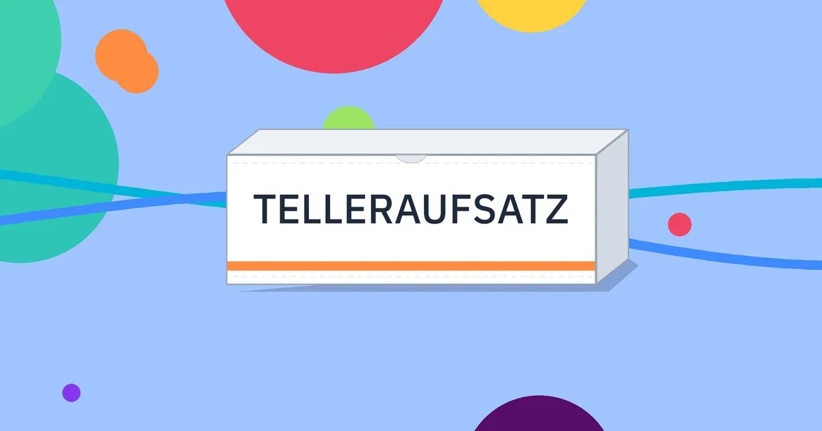 Symbolbild: Packung mit der Aufschrift TELLERAUFSATZ (PZN 01334401) – Verfügbarkeit und Bezug in Apotheken in Frankfurt am Main