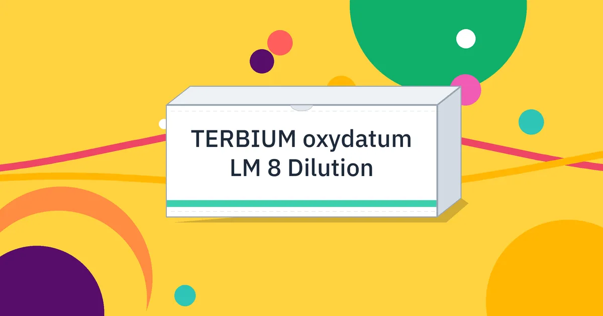 Symbolbild: Packung mit der Aufschrift TERBIUM oxydatum LM 8 Dilution (PZN 13216090) – Verfügbarkeit und Bezug in Apotheken in Frankfurt am Main