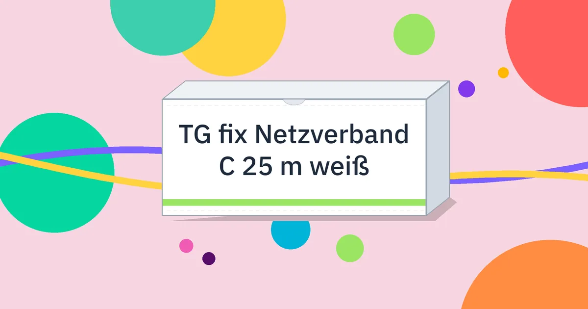 Symbolbild: Packung mit der Aufschrift TG fix Netzverband C 25 m weiß (PZN 19704181) – Verfügbarkeit und Bezug in Apotheken in Frankfurt am Main