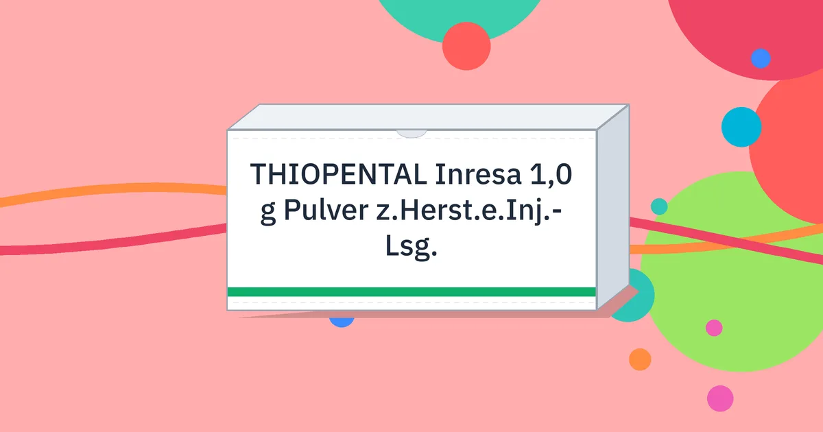 Symbolbild: Packung mit der Aufschrift THIOPENTAL Inresa 1,0 g Pulver z.Herst.e.Inj.-Lsg. (PZN 11852255) – Verfügbarkeit und Bezug in Apotheken in Frankfurt am Main