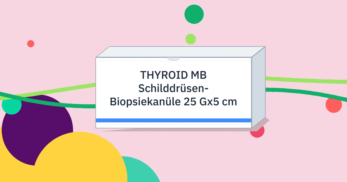 Symbolbild: Packung mit der Aufschrift THYROID MB Schilddrüsen-Biopsiekanüle 25 Gx5 cm (PZN 06124683) – Verfügbarkeit und Bezug in Apotheken in Frankfurt am Main