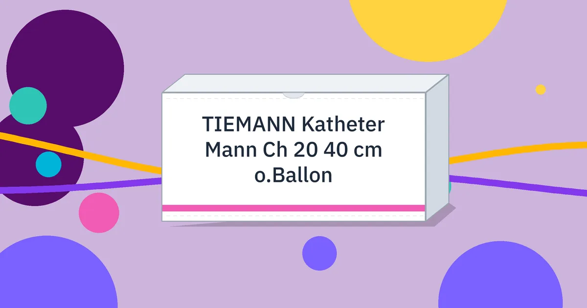 Symbolbild: Packung mit der Aufschrift TIEMANN Katheter Mann Ch 20 40 cm o.Ballon (PZN 09092311) – Verfügbarkeit und Bezug in Apotheken in Frankfurt am Main