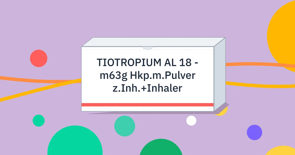 Symbolbild: Packung mit der Aufschrift TIOTROPIUM AL 18 -m63g Hkp.m.Pulver z.Inh.+Inhaler (PZN 18121916) – Verfügbarkeit und Bezug in Apotheken in Frankfurt am Main