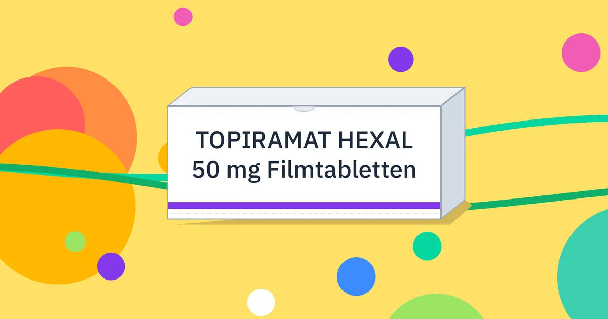 Symbolbild: Packung mit der Aufschrift TOPIRAMAT HEXAL 50 mg Filmtabletten (PZN 02217525) – Verfügbarkeit und Bezug in Apotheken in Frankfurt am Main