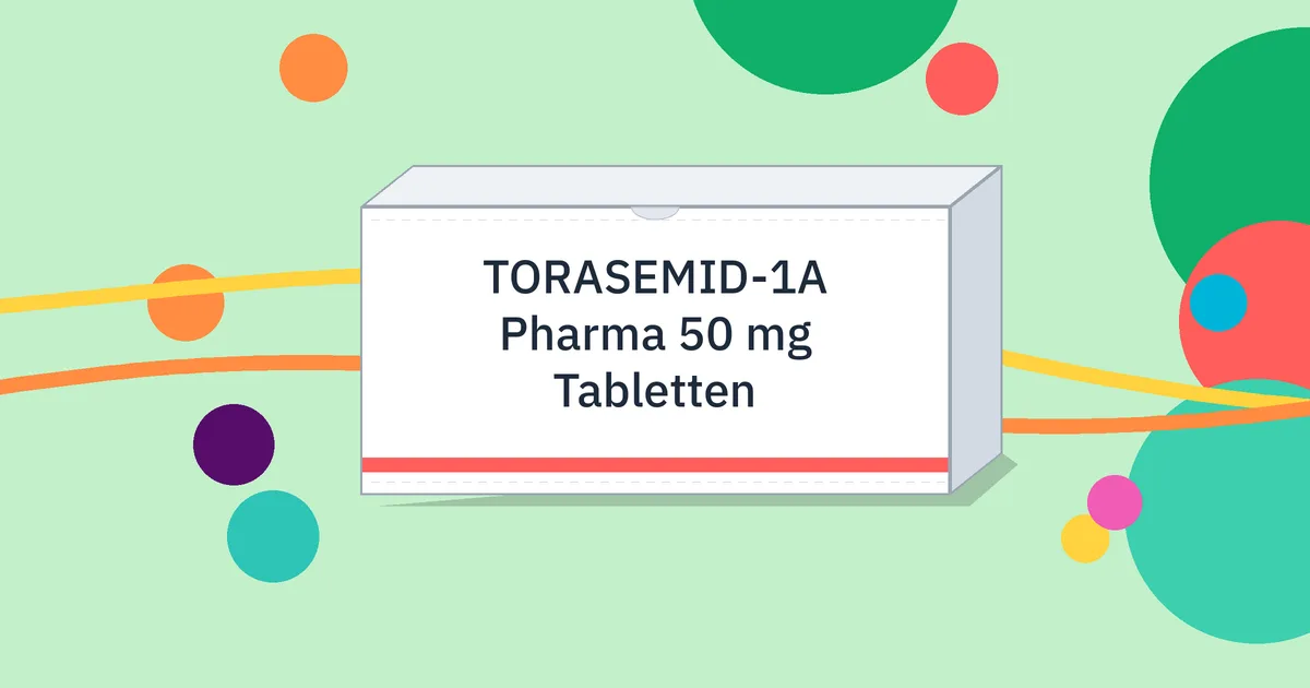 Symbolbild: Packung mit der Aufschrift TORASEMID-1A Pharma 50 mg Tabletten (PZN 05007834) – Verfügbarkeit und Bezug in Apotheken in Frankfurt am Main