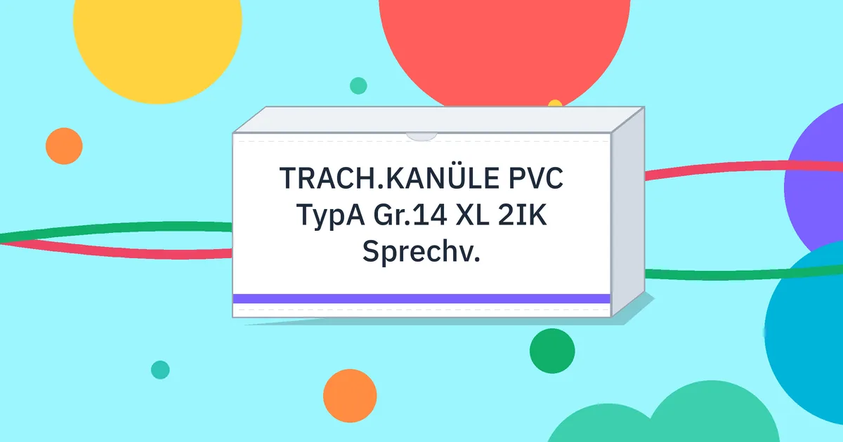 Symbolbild: Packung mit der Aufschrift TRACH.KANÜLE PVC TypA Gr.14 XL 2IK Sprechv. (PZN 06999111) – Verfügbarkeit und Bezug in Apotheken in Frankfurt am Main