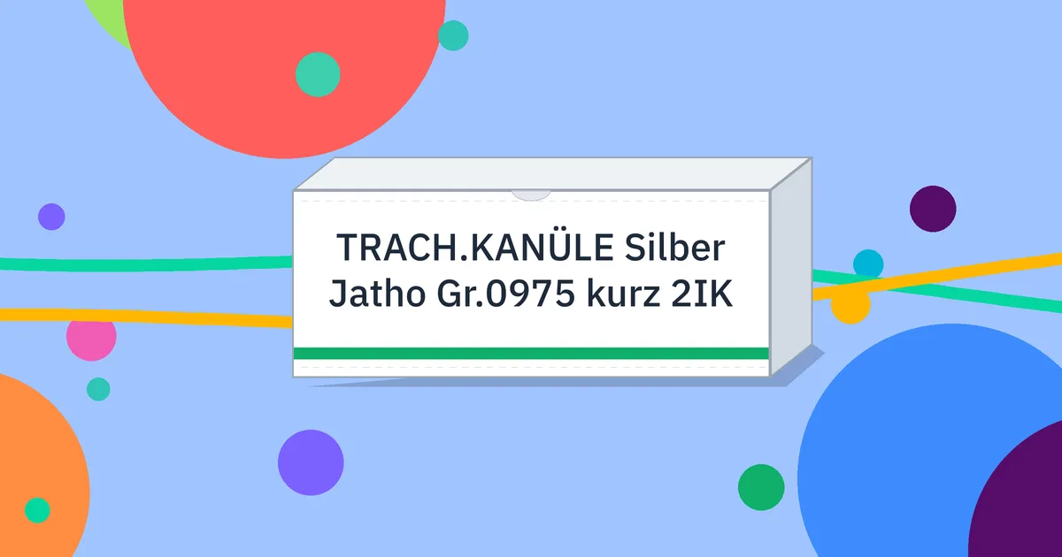 Symbolbild: Packung mit der Aufschrift TRACH.KANÜLE Silber Jatho Gr.0975 kurz 2IK (PZN 06987817) – Verfügbarkeit und Bezug in Apotheken in Frankfurt am Main