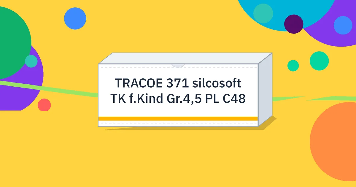 Symbolbild: Packung mit der Aufschrift TRACOE 371 silcosoft TK f.Kind Gr.4,5 PL C48 (PZN 14315523) – Verfügbarkeit und Bezug in Apotheken in Frankfurt am Main